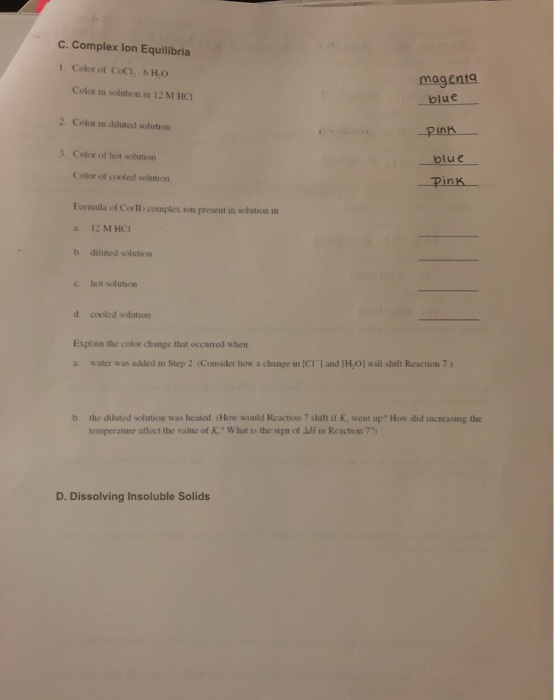 Solved Post-Lab Material Experiment 22 Data and | Chegg.com
