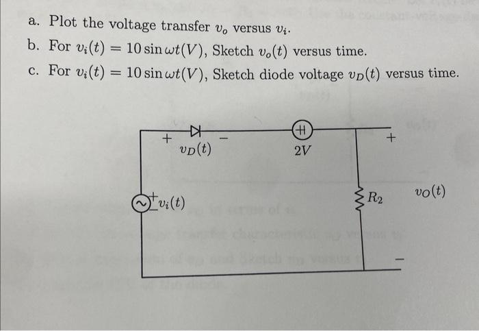 Solved a. Plot the voltage transfer v0 versus vi. b. For | Chegg.com