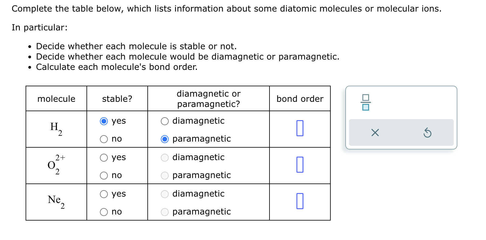 Solved Complete the table below, which lists information | Chegg.com
