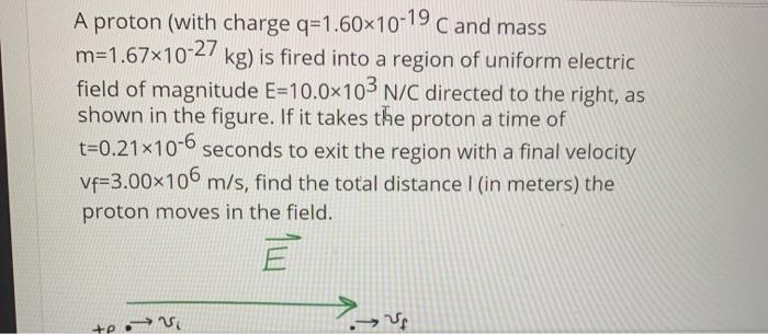 Solved A proton (with charge q=1.60x10-19 C and mass | Chegg.com