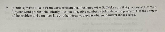 Solved (6 points) Write a Take-From word problem that | Chegg.com