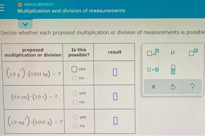 Solved O MEASUREMENT Multiplication and division of | Chegg.com