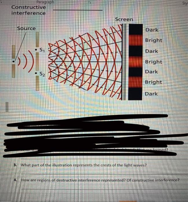 Solved Sty Paragraph Constructive interference Screen Source | Chegg.com