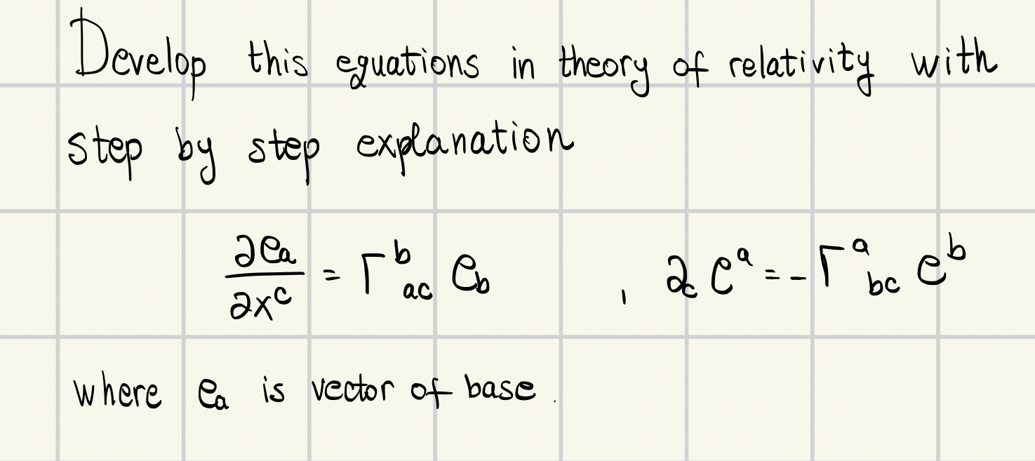 Solved Develop this equations in theory of relativity with | Chegg.com