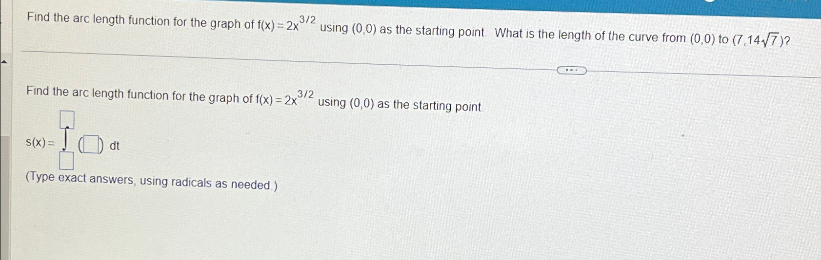 Solved Find the arc length function for the graph of | Chegg.com