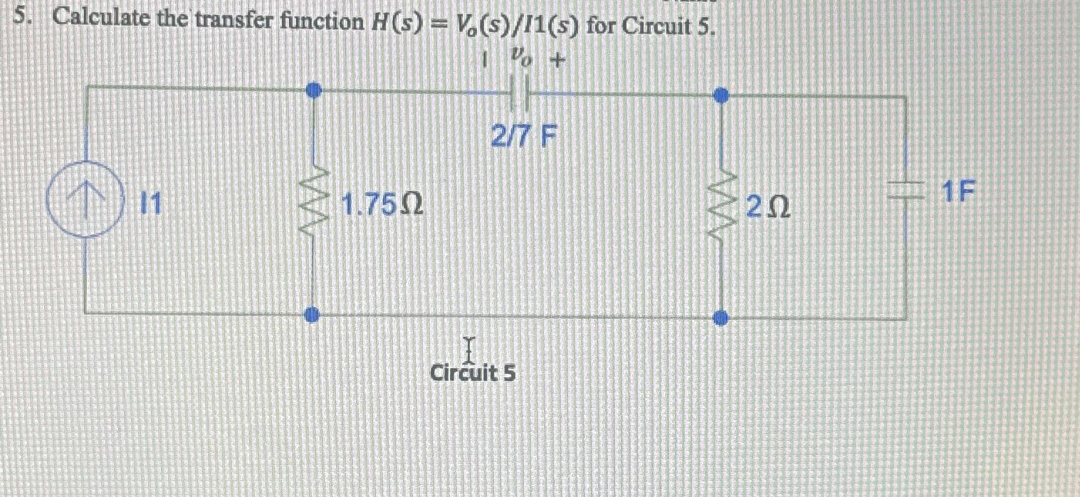 Solved Calculate the transfer function H(s)=VosI1(s) ﻿for | Chegg.com