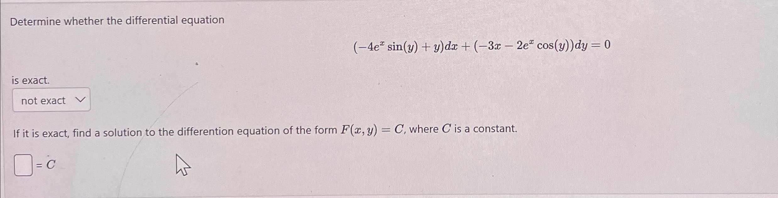 Solved Determine whether the differential | Chegg.com