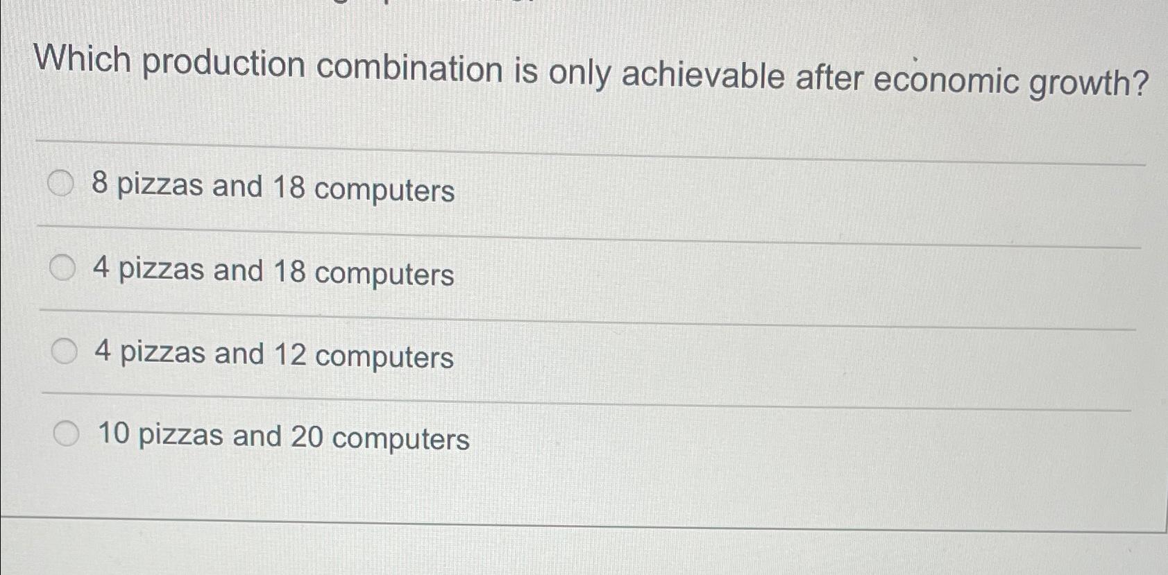 Solved Which production combination is only achievable after | Chegg.com