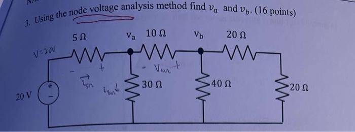 Solved Using the node voltage analysis method find va and | Chegg.com