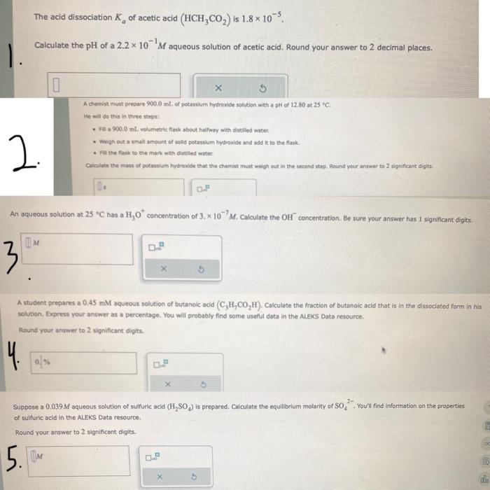 Solved The acid dissociation Ka of acetic acid (HCH3CO2) is | Chegg.com