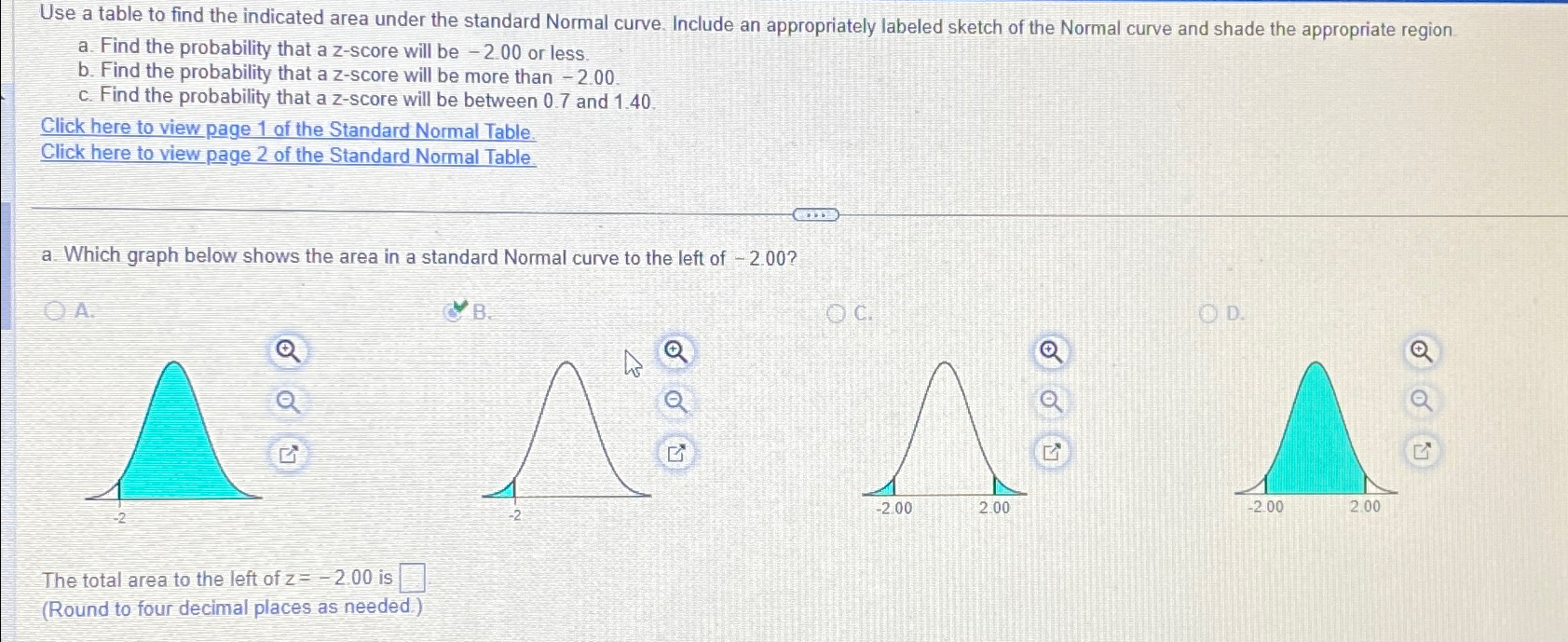 Solved Use a table to find the indicated area under the | Chegg.com