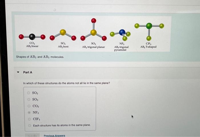 Solved Shapes of AB2 and AB3 molecules. Part A In which of | Chegg.com