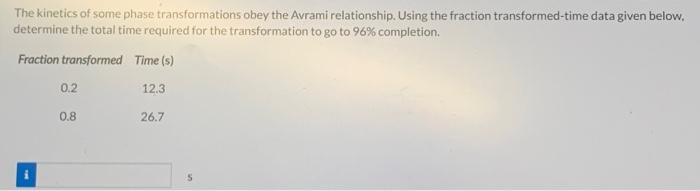 Solved The kinetics of some phase transformations obey the | Chegg.com