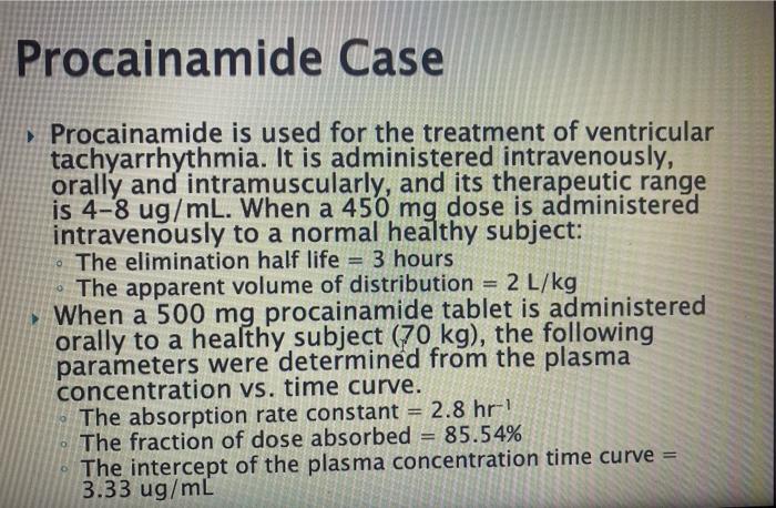 Solved Procainamide Case Procainamide is used for the | Chegg.com