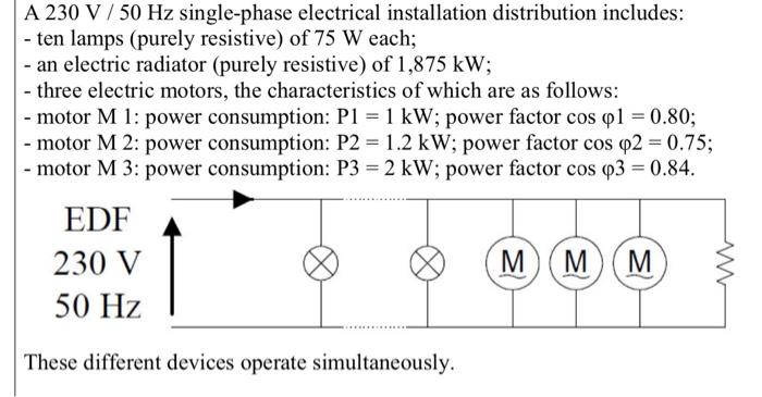 A 230 V/50 Hz single-phase electrical installation | Chegg.com