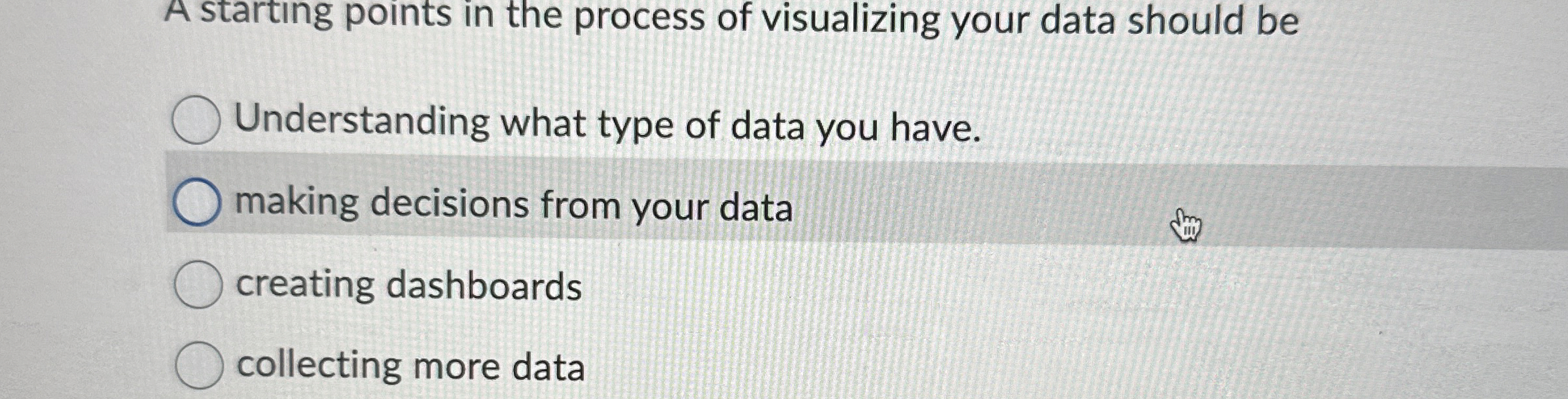 Solved A starting points in the process of visualizing your | Chegg.com