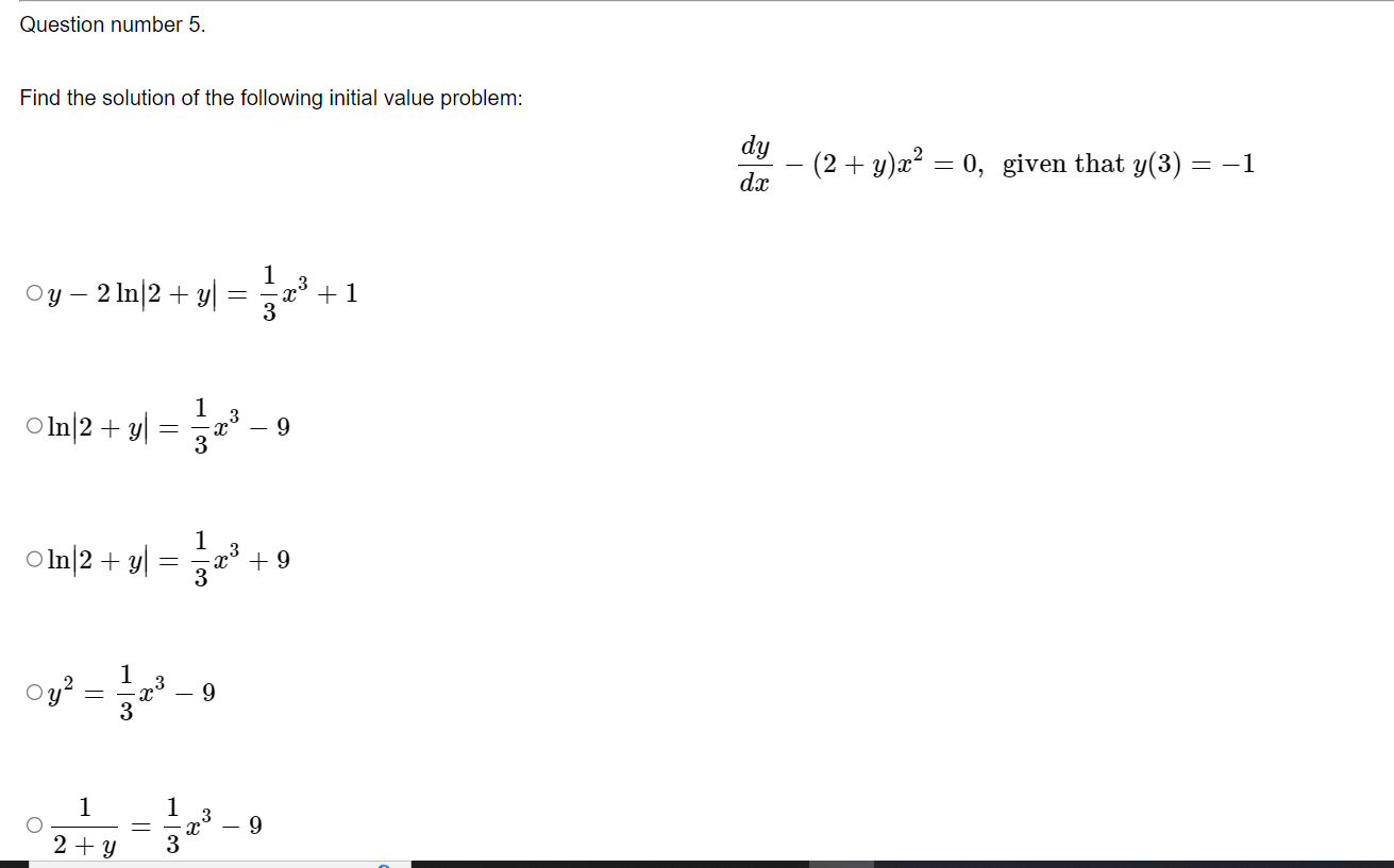 Solved Question number 5.Find the solution of the following | Chegg.com