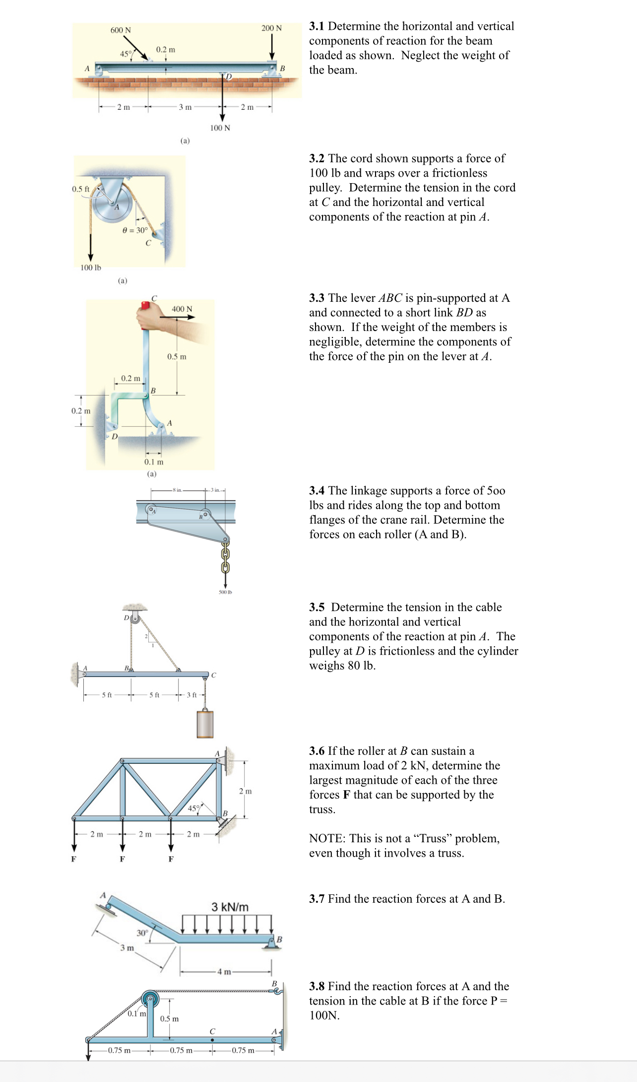Solved 3.1 ﻿Determine the horizontal and vertical components | Chegg.com