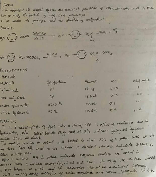 Solved Experiment 3 Synthesis Sulfacetamide Sodium Purpose • | Chegg.com