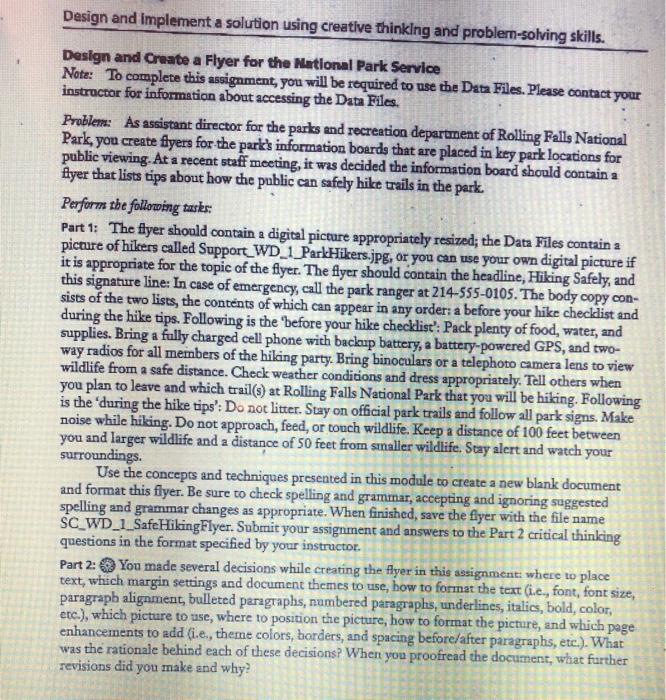 Solved WD1: Create a Flyer Attached Files: HW1. | Chegg.com