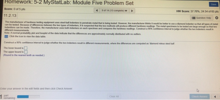 Solved Homework: 5-2 MyStatLab: Module Five Problem Set | Chegg.com
