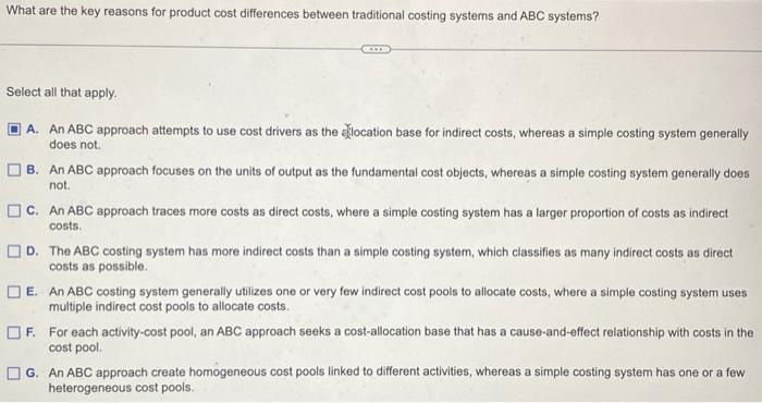 Solved What are the key reasons for product cost differences | Chegg.com