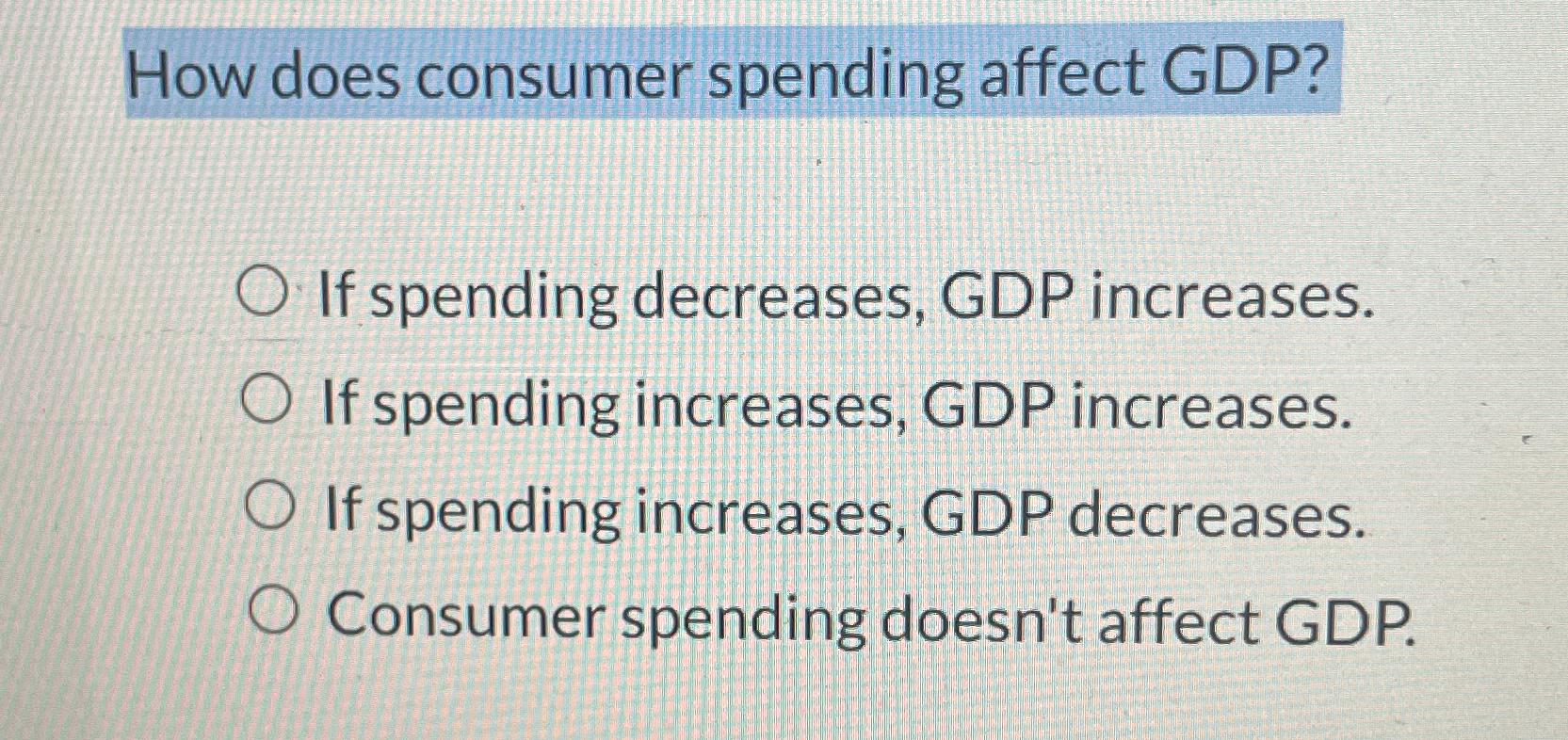 Solved How does consumer spending affect GDP?If spending | Chegg.com