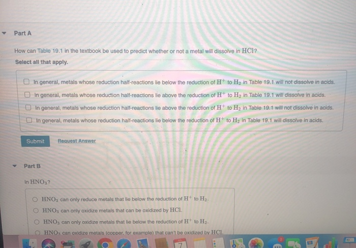 Solved Part A How can Table 19.1 in the textbook be used to | Chegg.com