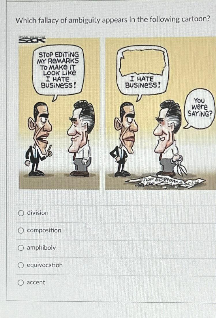 Solved Which fallacy of ambiguity appears in the following | Chegg.com