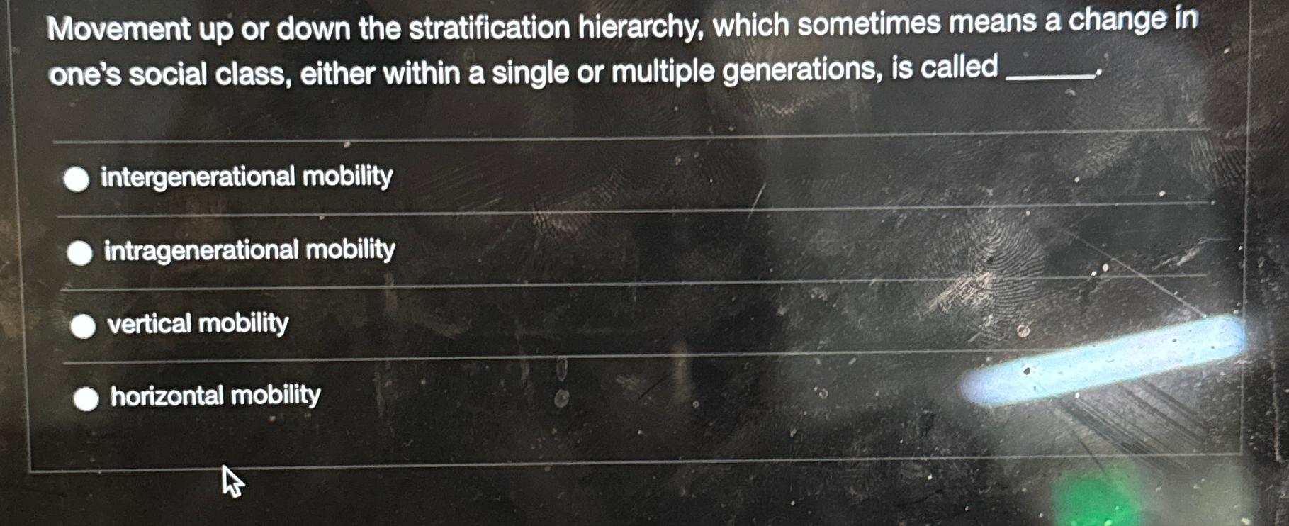 Solved Movement up or down the stratification hierarchy, | Chegg.com