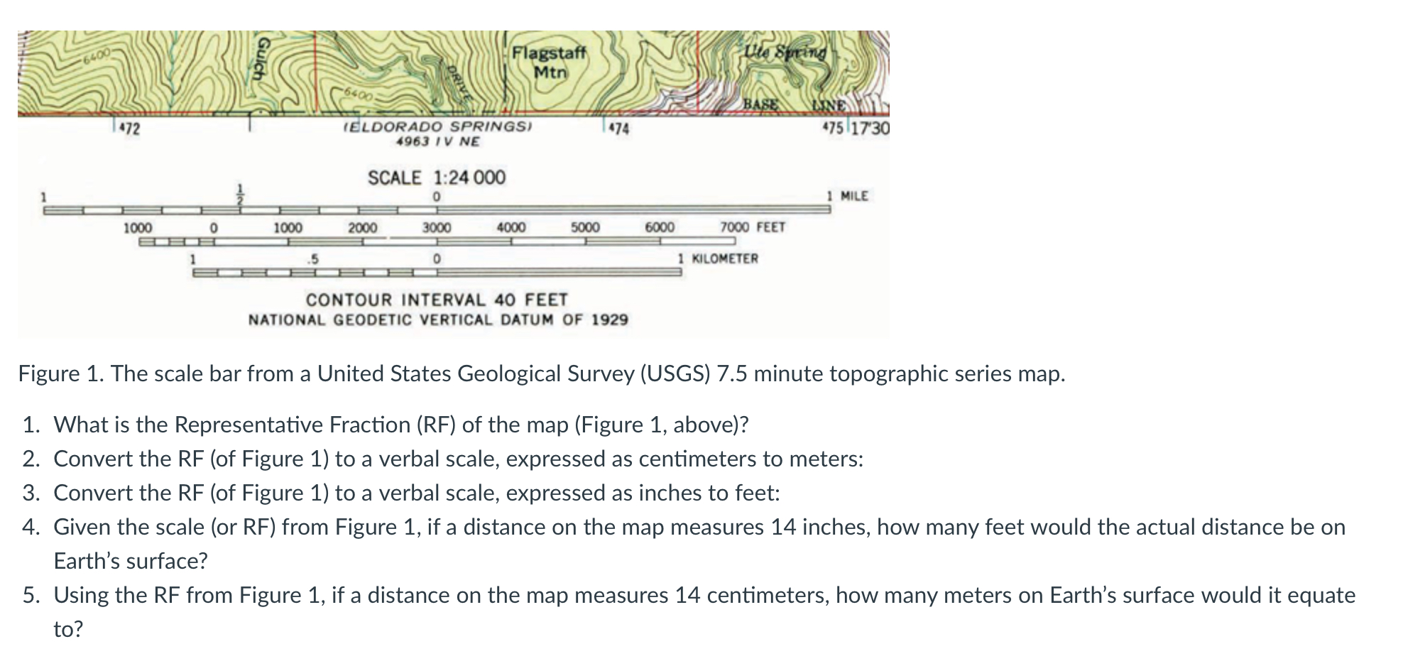 Solved SCALE 1:24000CONTOUR INTERVAL 40 ﻿FEETNATIONAL | Chegg.com