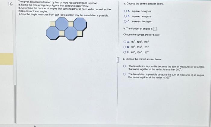 Solved The given tessellation formed by two or more regular | Chegg.com
