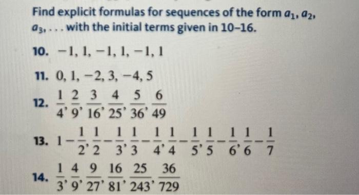 Solved Find explicit formulas for sequences of the form | Chegg.com