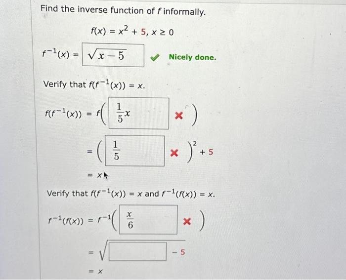 Solved Find the inverse function of f informally. | Chegg.com