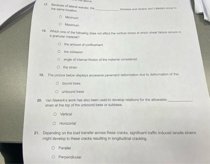 Solved 17. Because of lateral wander, the the same location. | Chegg.com