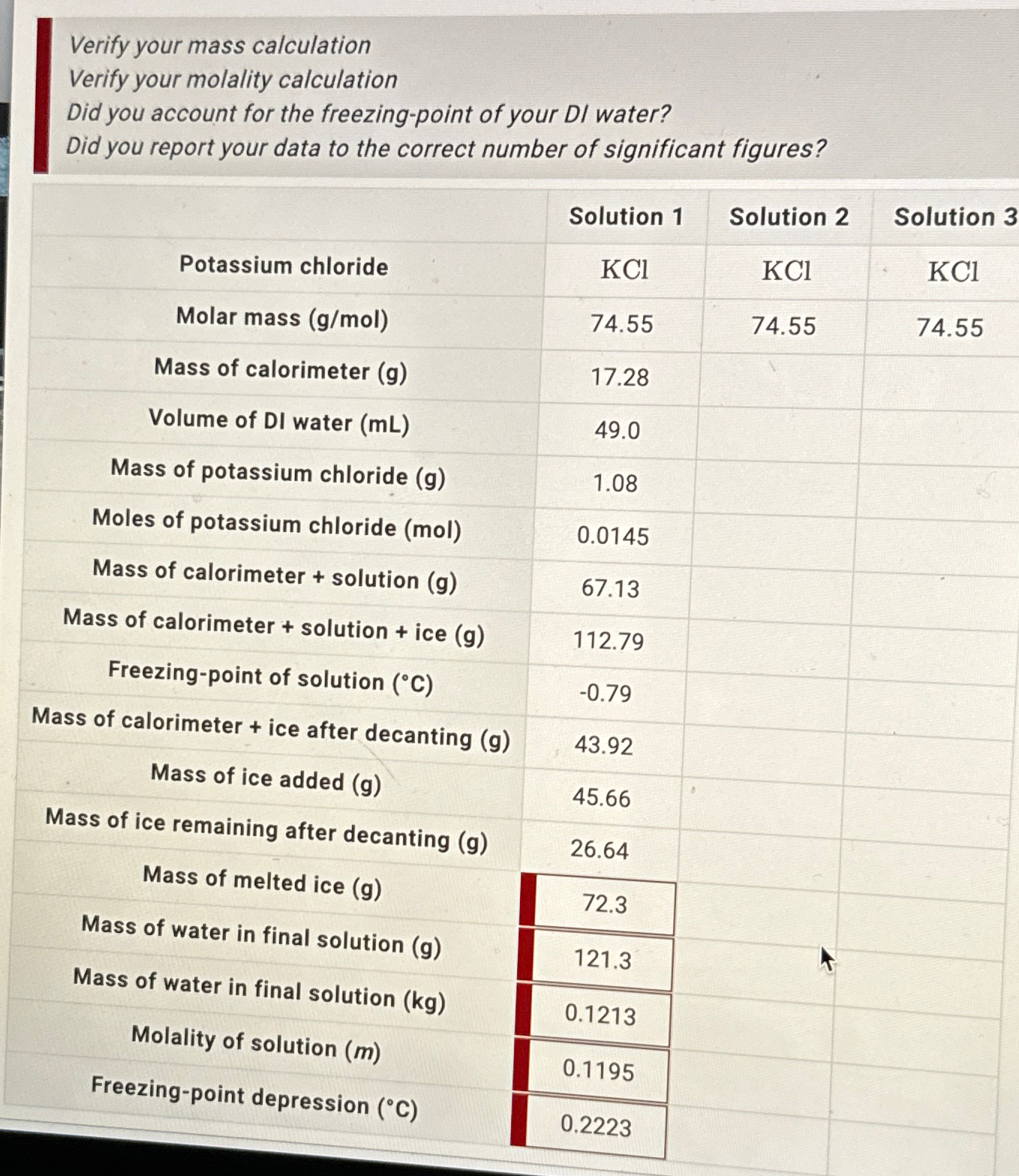 Solved Verify your mass calculationVerify your molality | Chegg.com