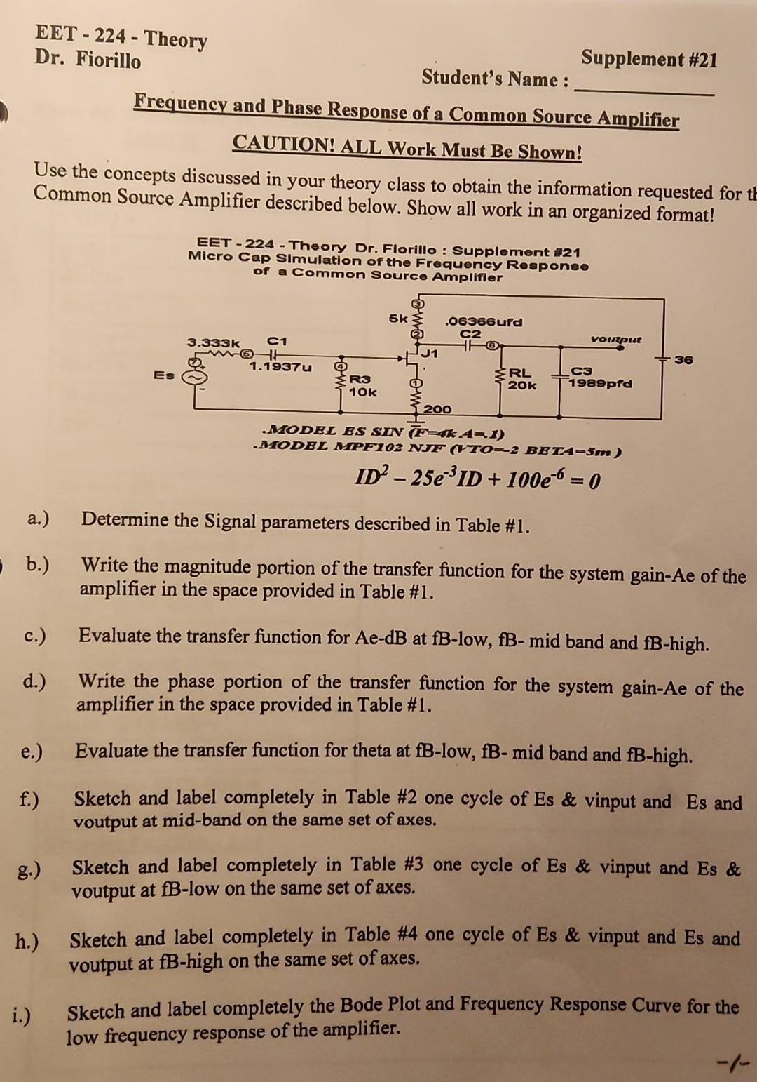 Solved EET- -224-Theory Dr. Fiorillo Student's Name | Chegg.com