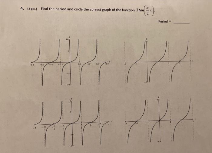 Solved 4. (3 pts.) Find the period and circle the correct | Chegg.com
