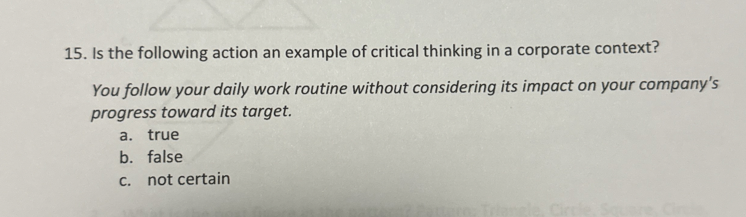 Solved Is the following action an example of critical | Chegg.com