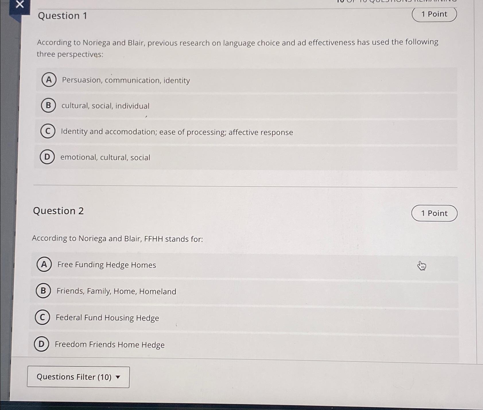 Solved Question 11 ﻿PointAccording to Noriega and Blair, | Chegg.com