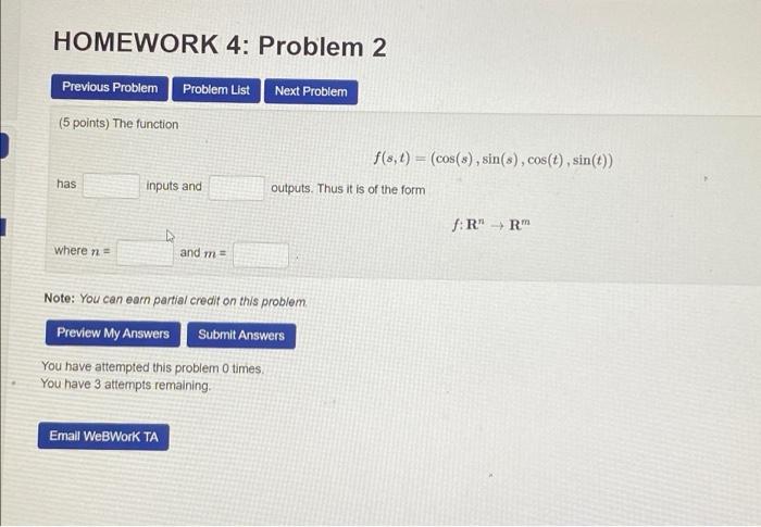 Solved Homework 4 Problem 2 Previous Problem Problem List 5355