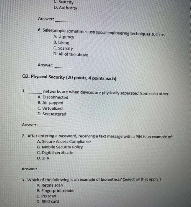 Solved principles of social engineering) 1. Which of the | Chegg.com