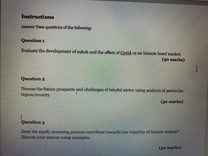 Solved Instructions Answer Two questions of the following: | Chegg.com