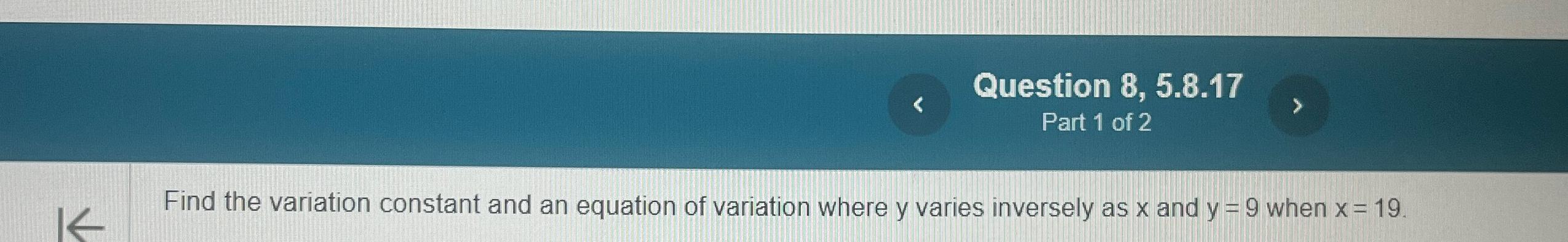 Solved Find the variation constant and an equation of | Chegg.com