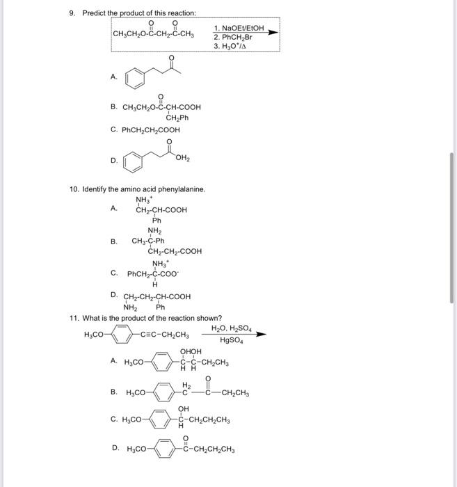 Solved 9. Predict the product of this reaction: | Chegg.com