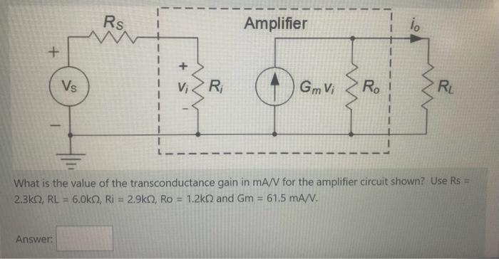 Solved What is the value of the transconductance gain in mAN | Chegg.com