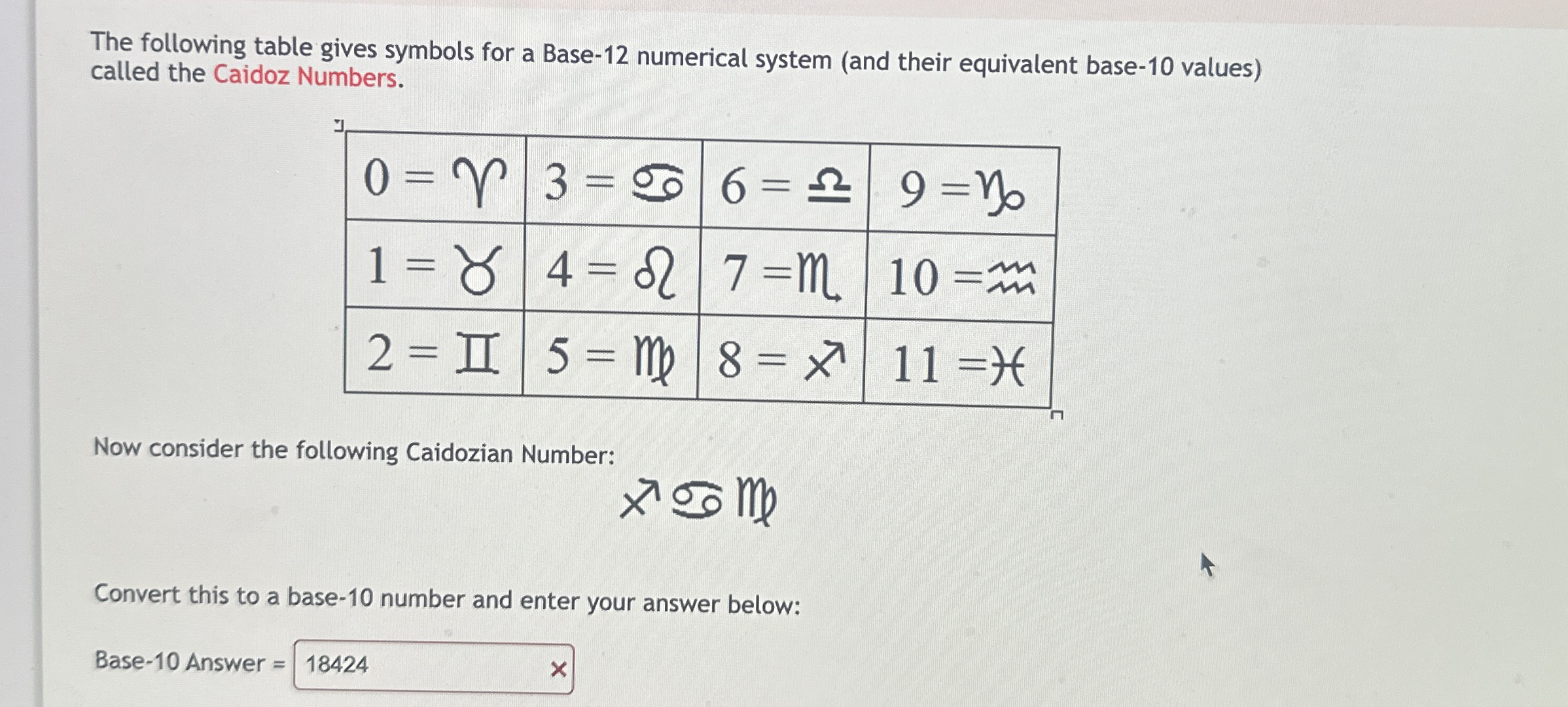 Solved The following table gives symbols for a Base-12 | Chegg.com
