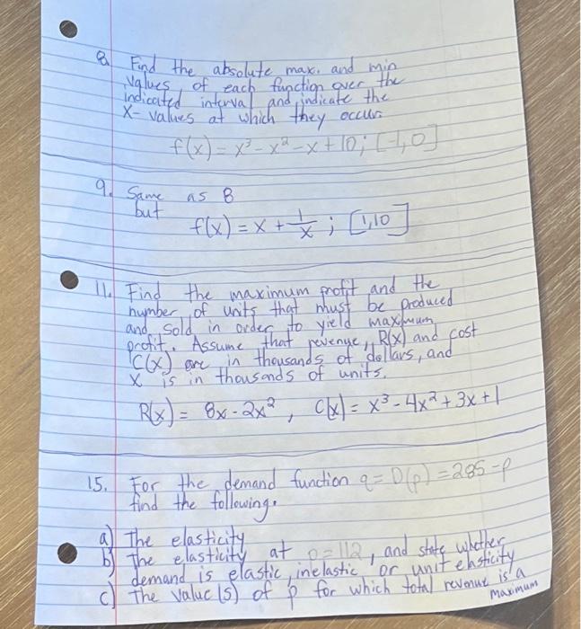Solved Q. Find the absolute max and min Values of each | Chegg.com