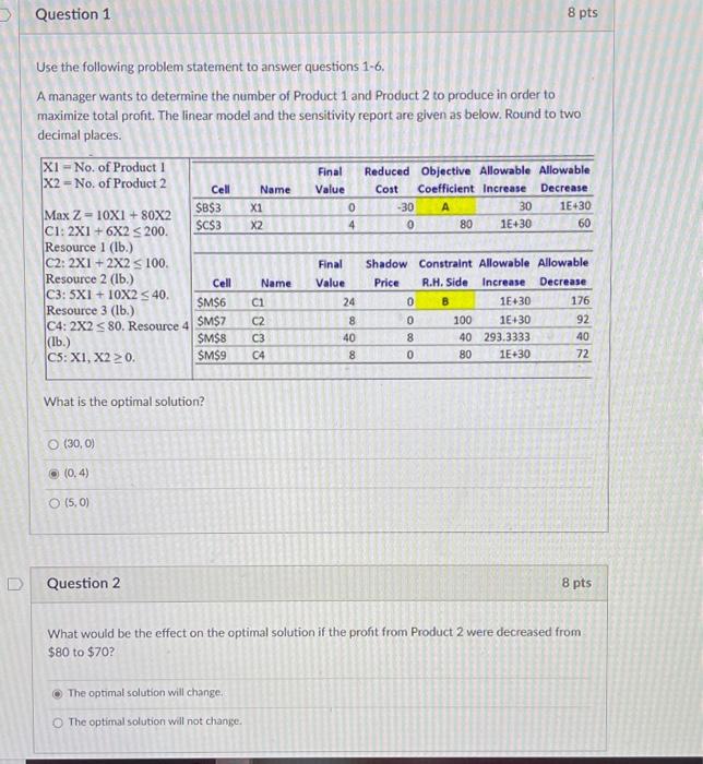 Solved Use the following problem statement to answer | Chegg.com