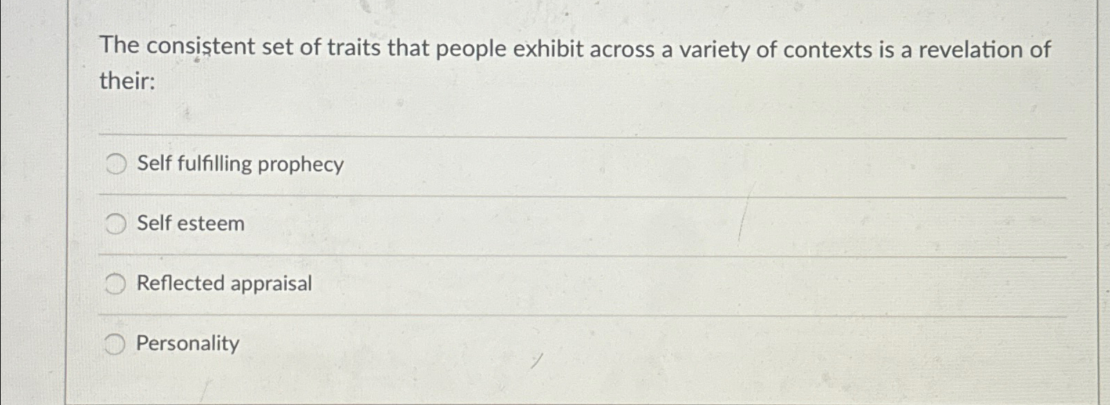 Solved The consistent set of traits that people exhibit | Chegg.com